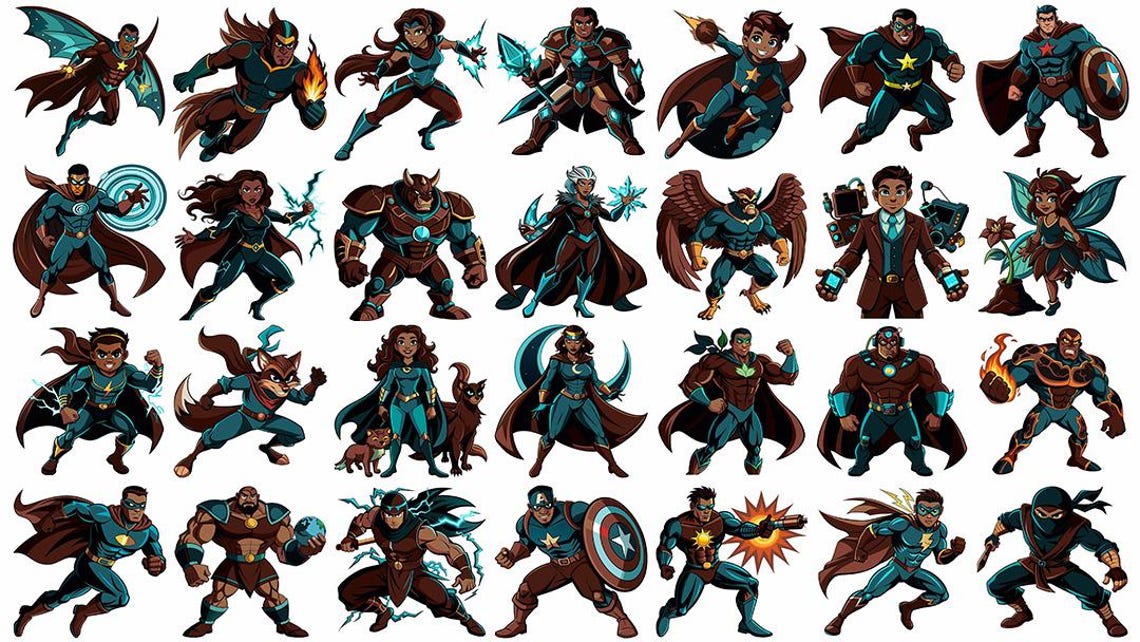 31 Superhero Graphic Assets SVG, EPS and JPG Super Hero Clipart Comic ...