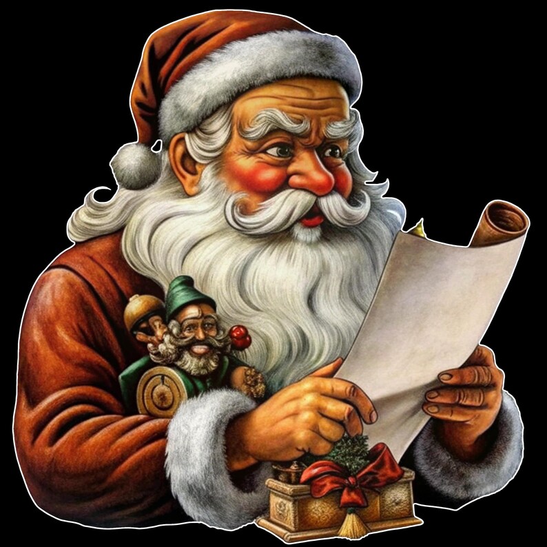 6 Vintage Christmas Clipart - Retro Santa, Reindeer, Printables ...