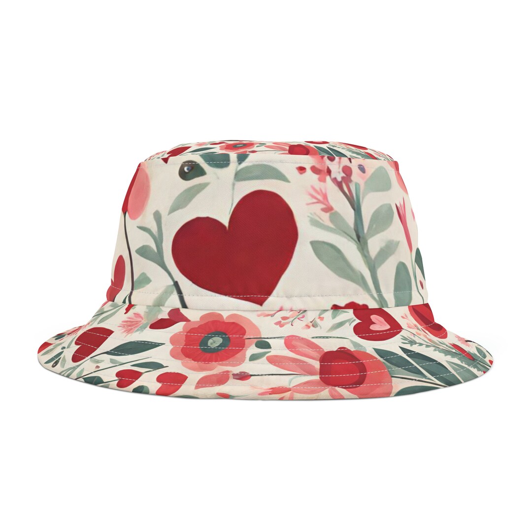 Valentine's Heart Bucket Hat Romantic Headwear Love-infused Hat Heart ...