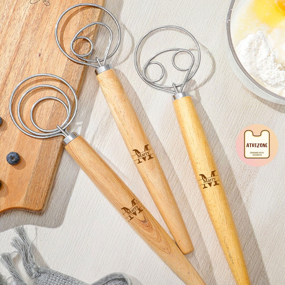 Custom Danish Dough Whisk, Personalized Wooden Dough Whisk, Engrave ...