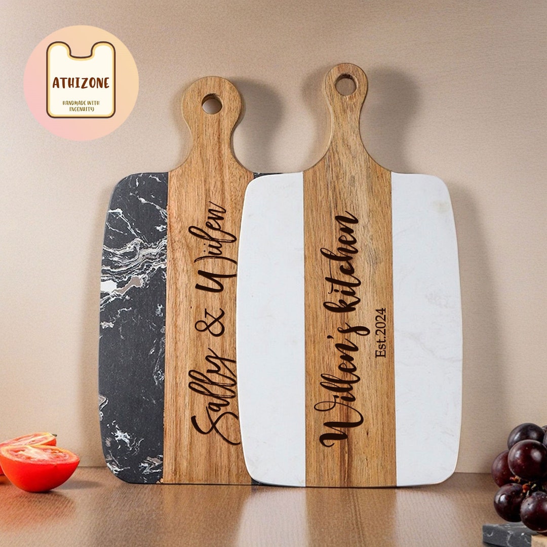 Personalized Marble Wood Cutting Board, Custom Engraved Cheese Board ...
