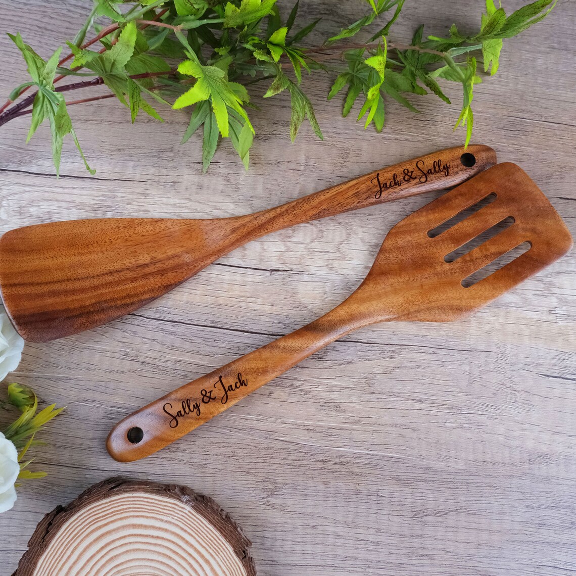 Personalized Monogram Wooden Spoon Set, Custom Engraved Name Spoon Set ...