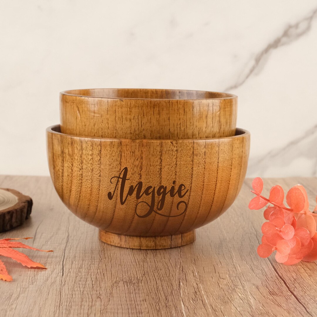 Personalized Wooden Bowl Set, Custom-carved Wooden Bowls, Kitchen ...