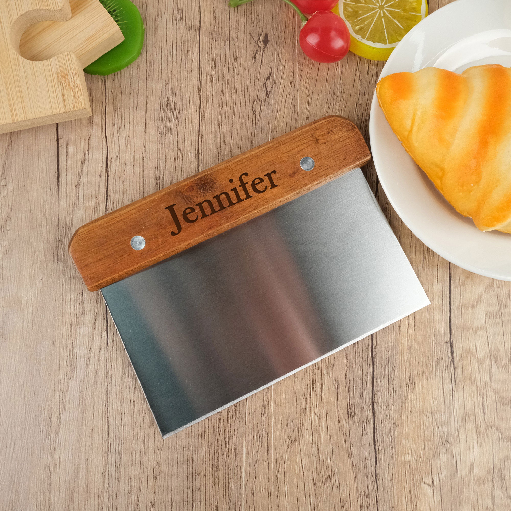 Personalized Dough Scraper, Custom Stainless Steel Dough Bench Scraper ...