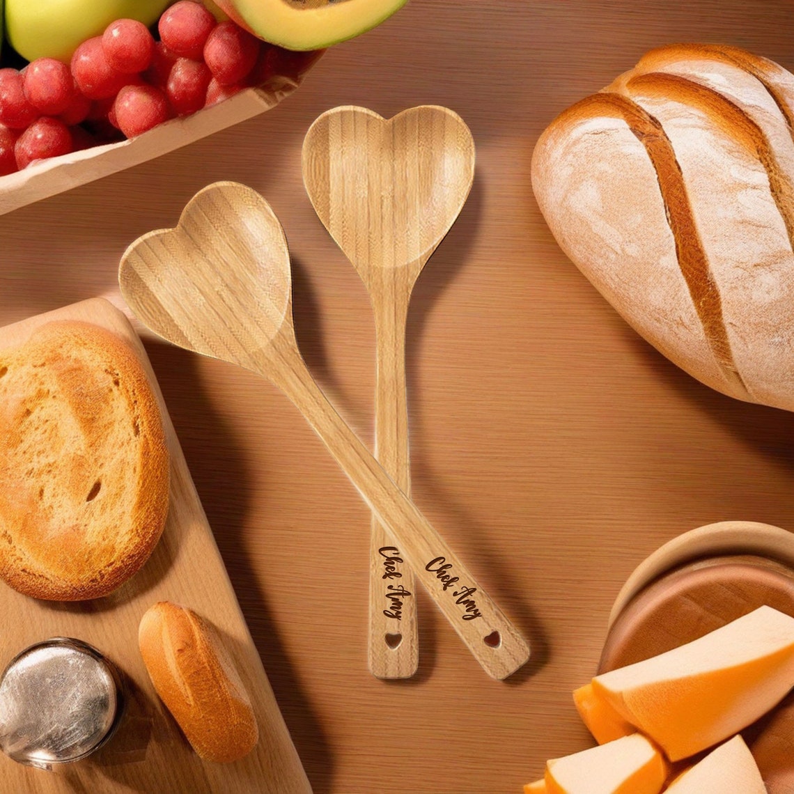 Personalized Wooden Heart Spoon, Custom Name Heart Spoon, Monogram ...