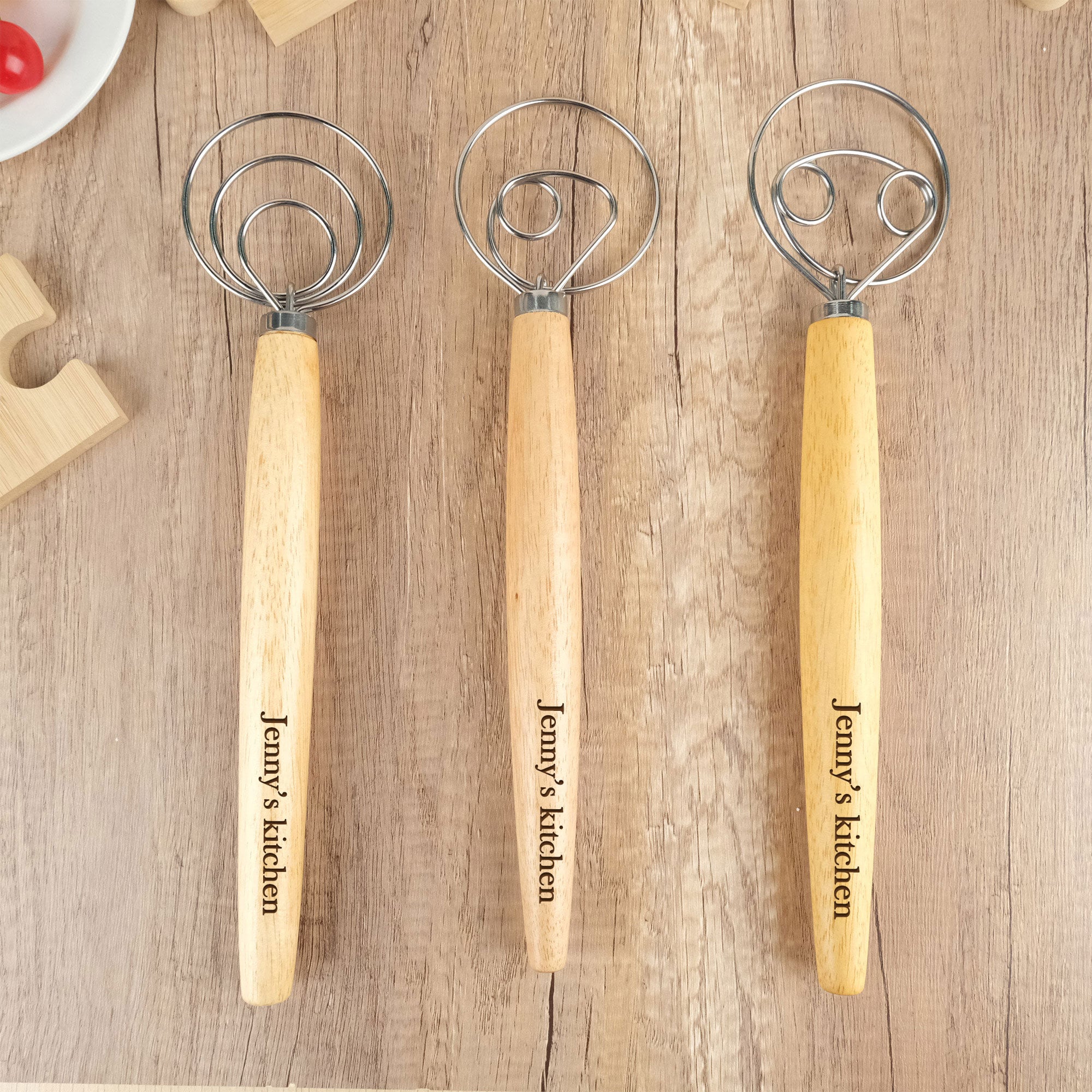 Personalized Wooden Dough Whisk, Custom Danish Dough Whisk, Engrave ...