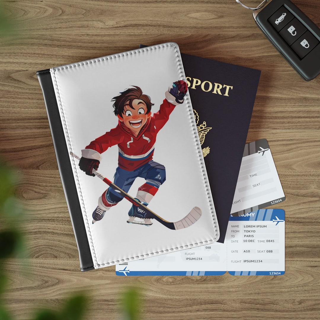 Passport Cover for Kids Hockey Player Passport Cover Hockey Sport Theme ...