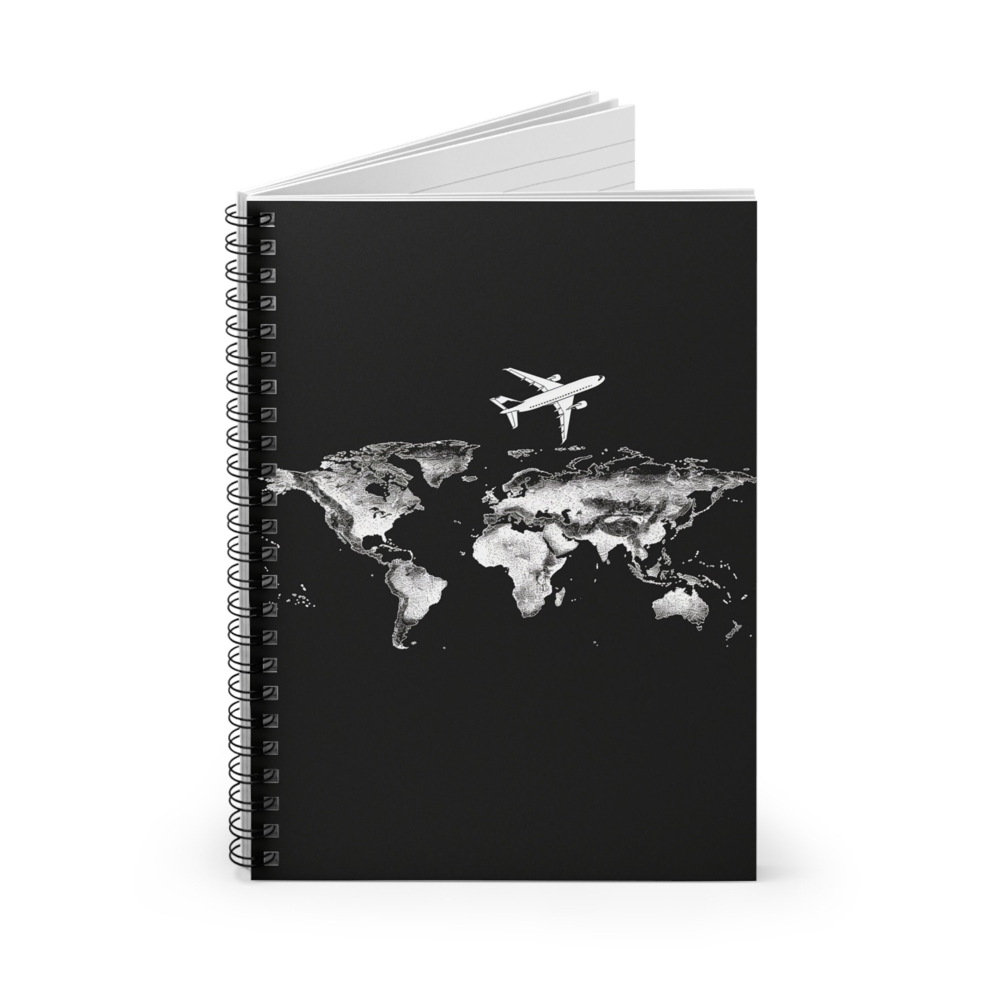 World Map Spiral Notebook Ruled Line Journal 118 Pages - Etsy