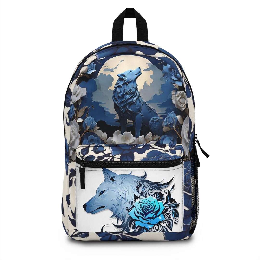 Waterproof Backpack One Size Fits All Backpack Travel Bag Wolf Design ...