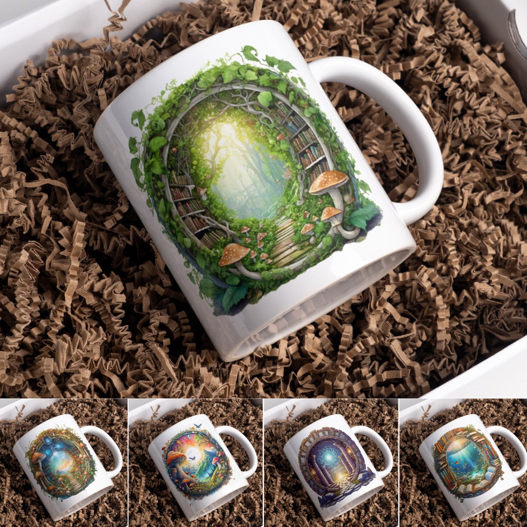 Magical Forest Library Portal Mug Designs-5 Sublimation Mug Designs ...