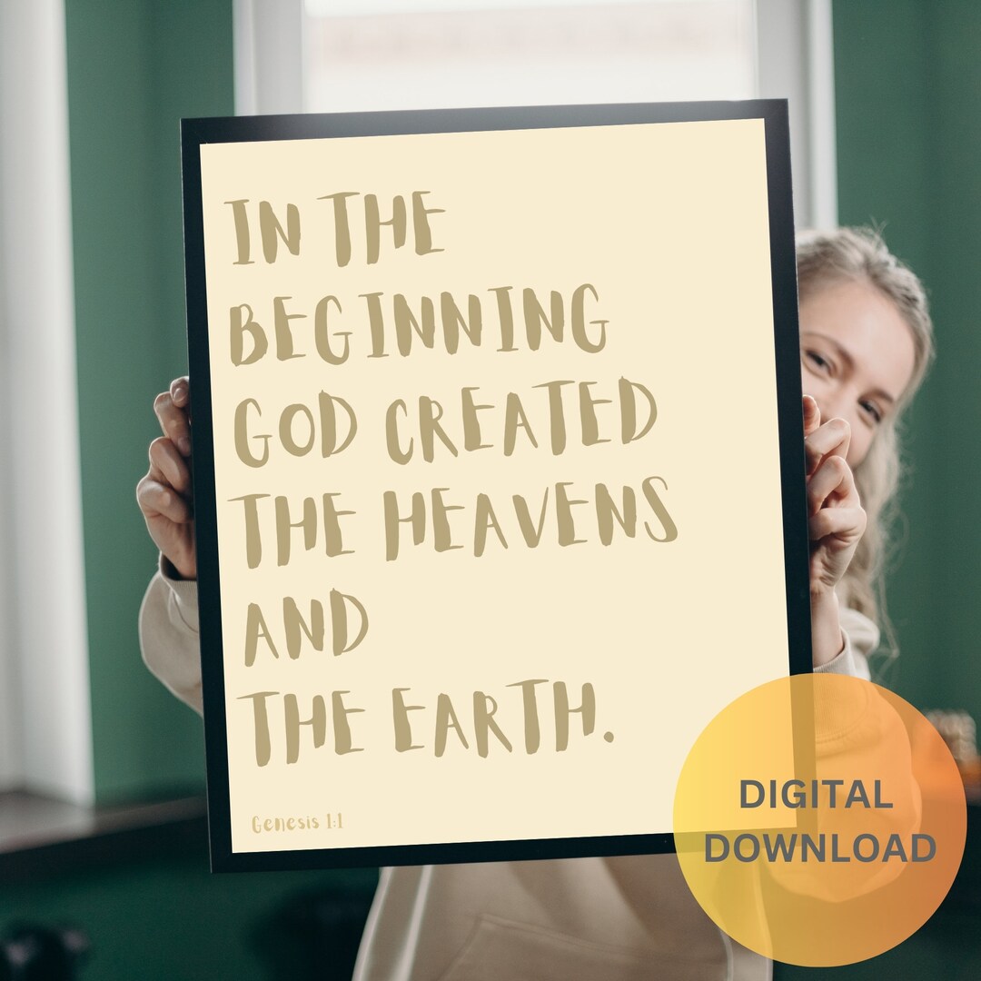 Holy Bible Verse Genesis 1:1 Biblical Christian Wall Art Holy Scripture ...