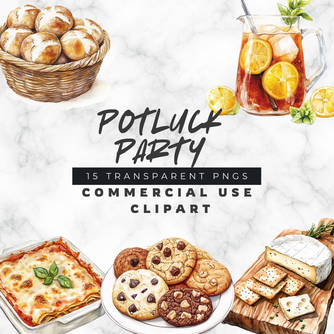 Watercolour Potluck Clipart , Food Image, Transparent Image, Party Food ...
