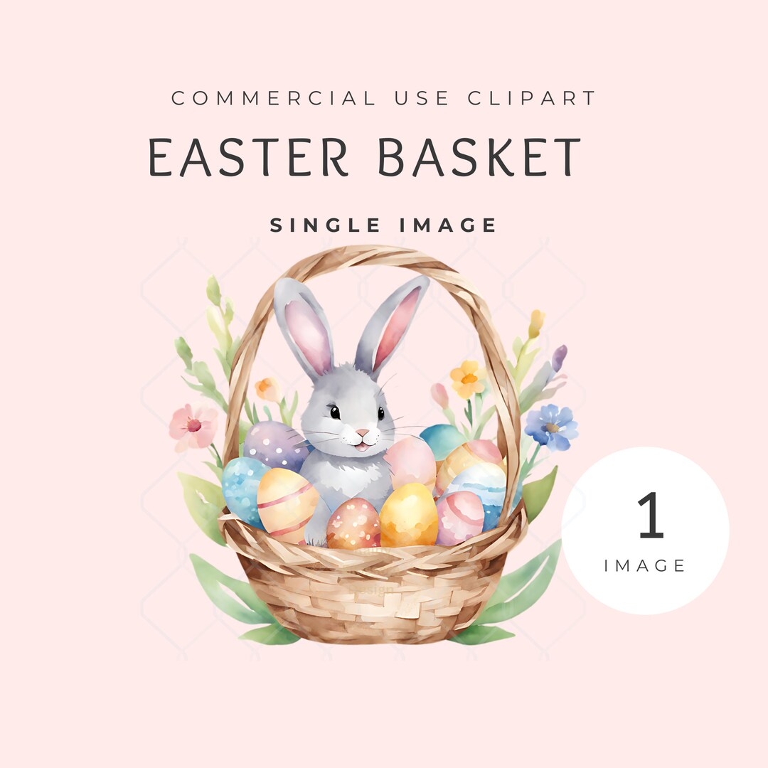 Easter Clipart, Easter Bunny Basket, Commercial Use, Clipart, Easter ...