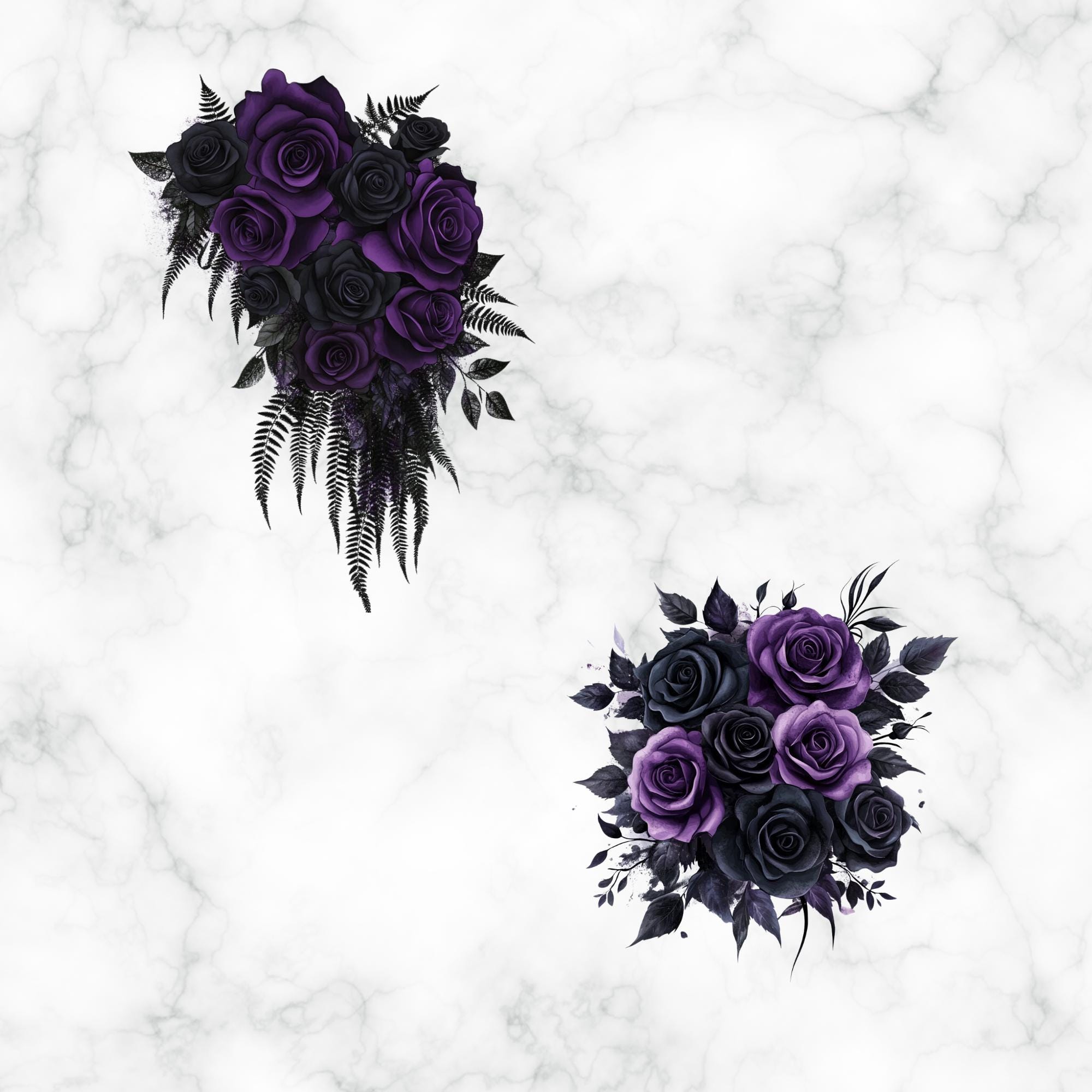 Black and Purple Flower Bouquet Clipart, Transparent PNG, Gothic Floral ...