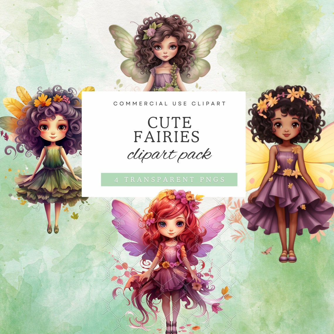 Cute Fairy Clipart, Woodland Fairies, Magical, Commercial Use, Clipart ...