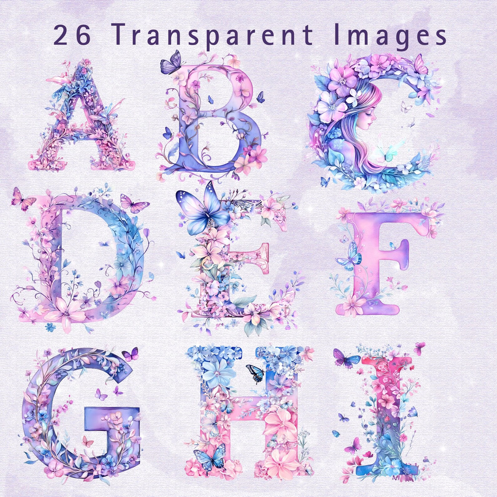 Floral Letter Alphabet Clipart, Whimsical Flower Letter Clipart, Fairy ...