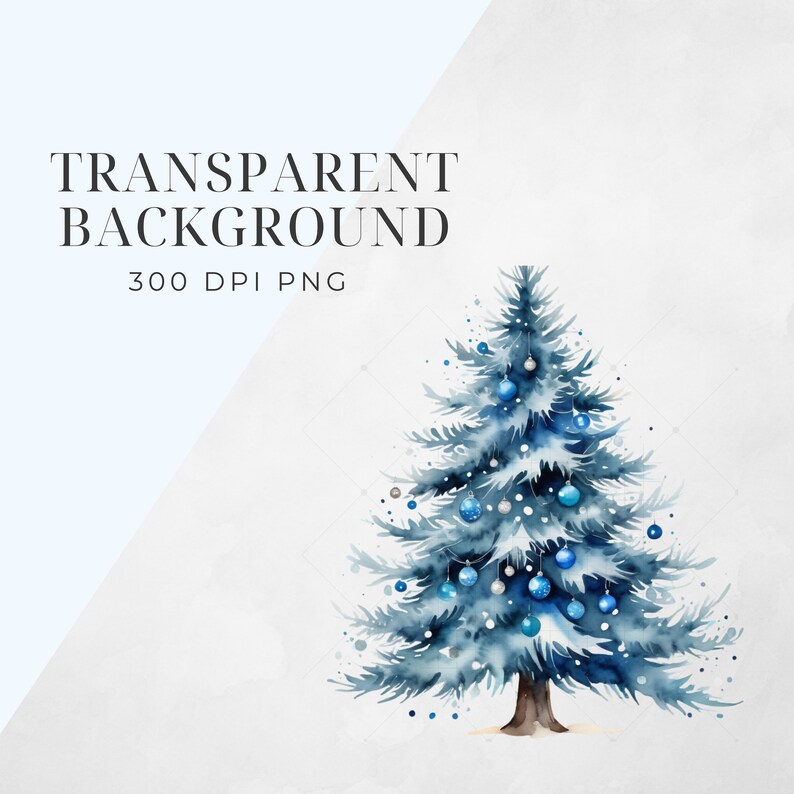 Nordic Christmas Tree Clipart, Commercial Use, Blue and Silver ...