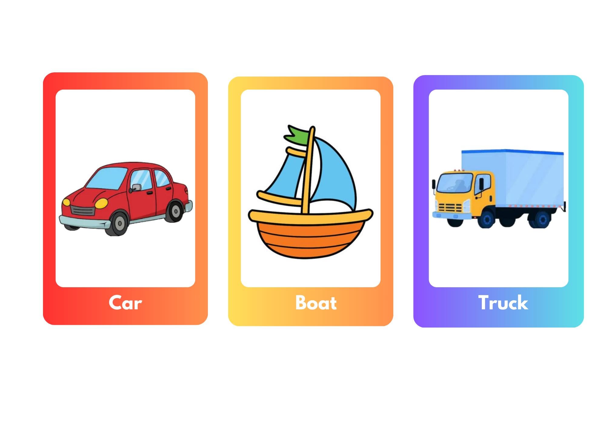 Transportation Flashcard & Worksheet for Children - Etsy