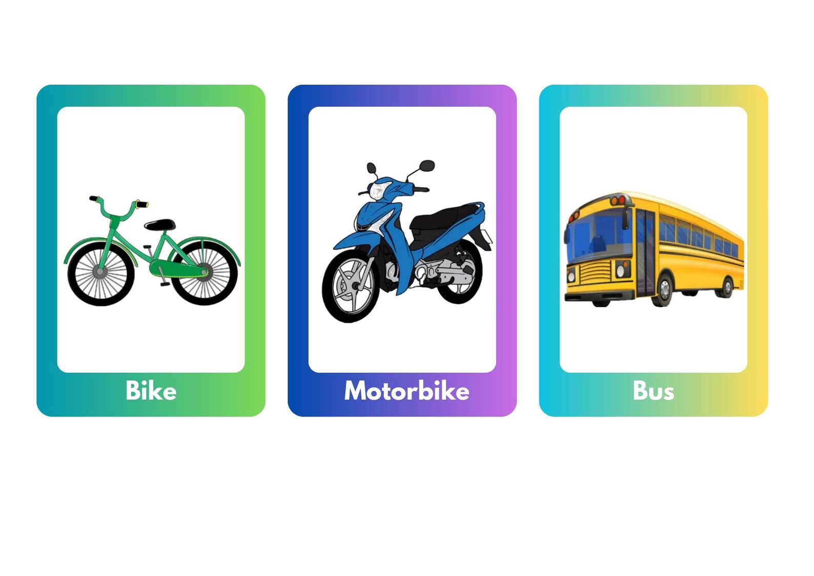 Transportation Flashcard & Worksheet for Children - Etsy