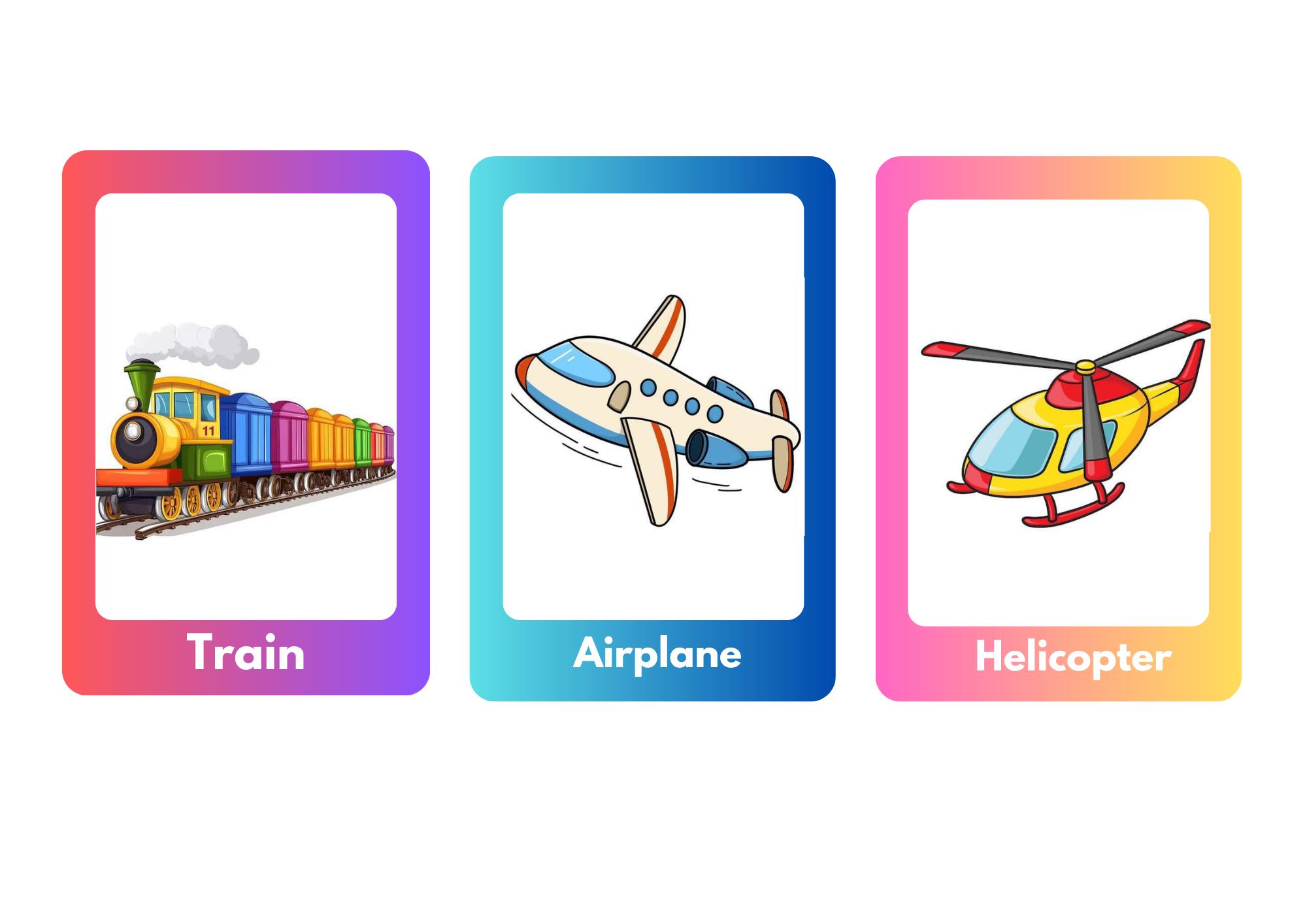 Transportation Flashcard & Worksheet for Children - Etsy