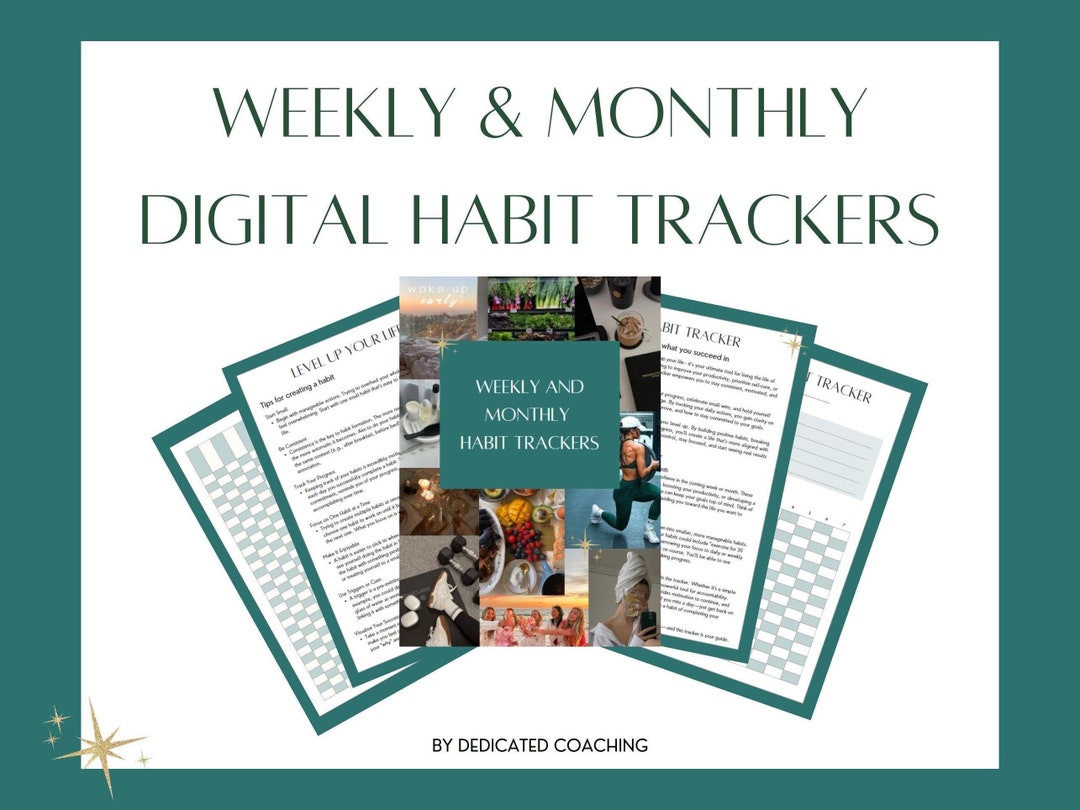 Weekly and Monthly Digital Habit Tracker - Printable and PDF Fillable ...