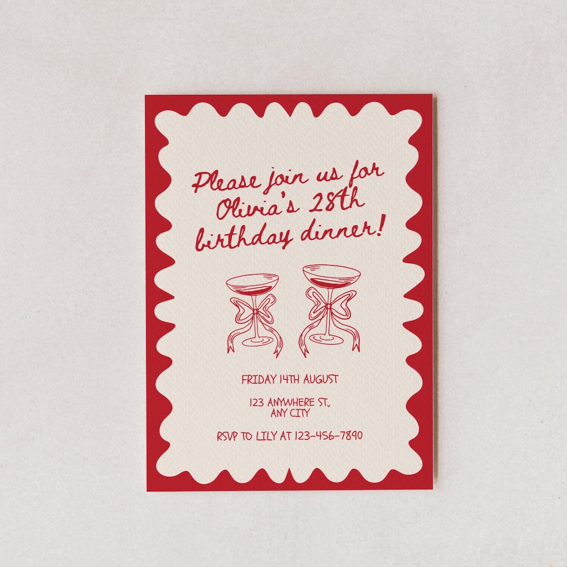 Birthday Invitation, 28th Birthday Card, 28th Party Invite, Editable ...