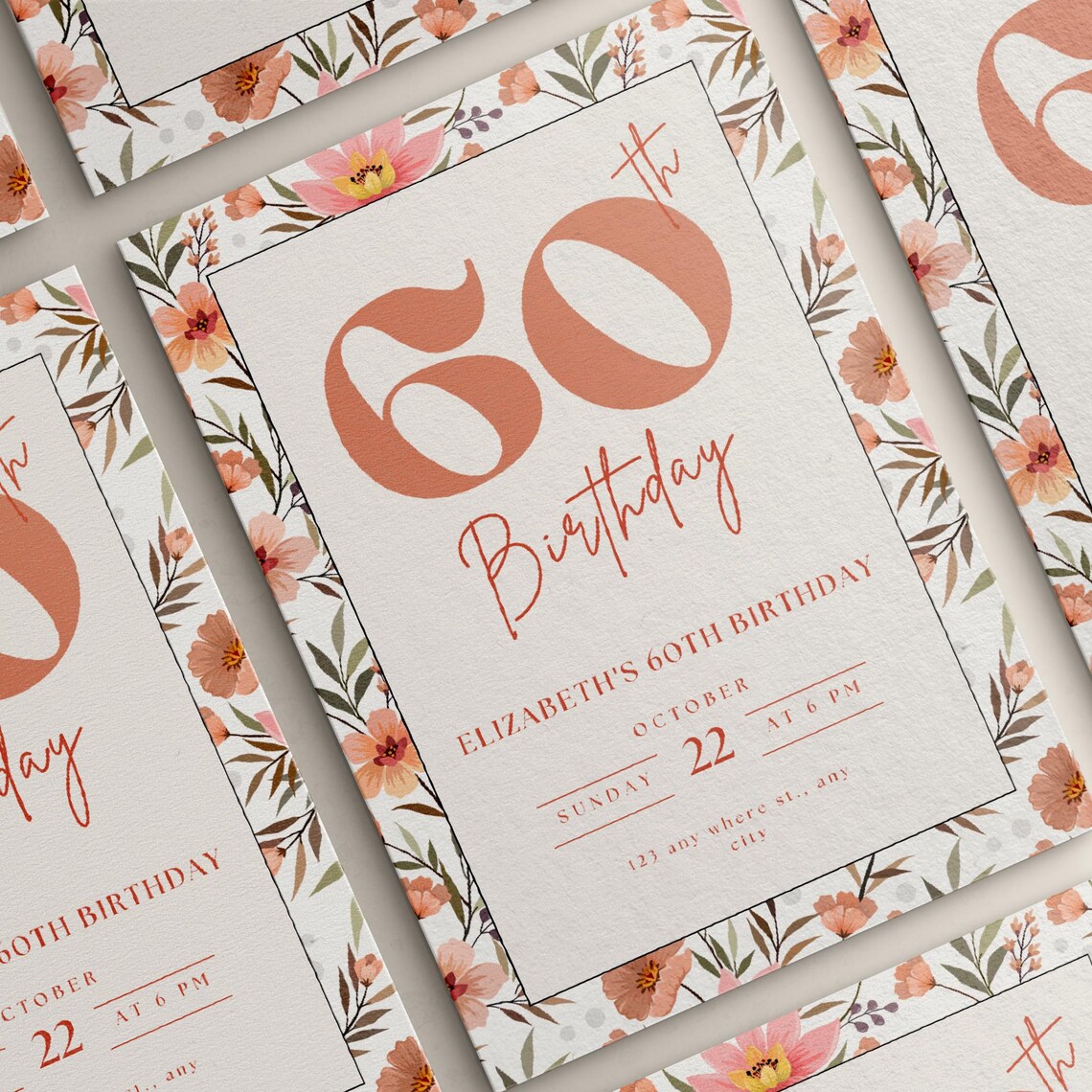 60th Birthday Invitation, 60 Birthday Card, 70 Birthday Card, 60th ...