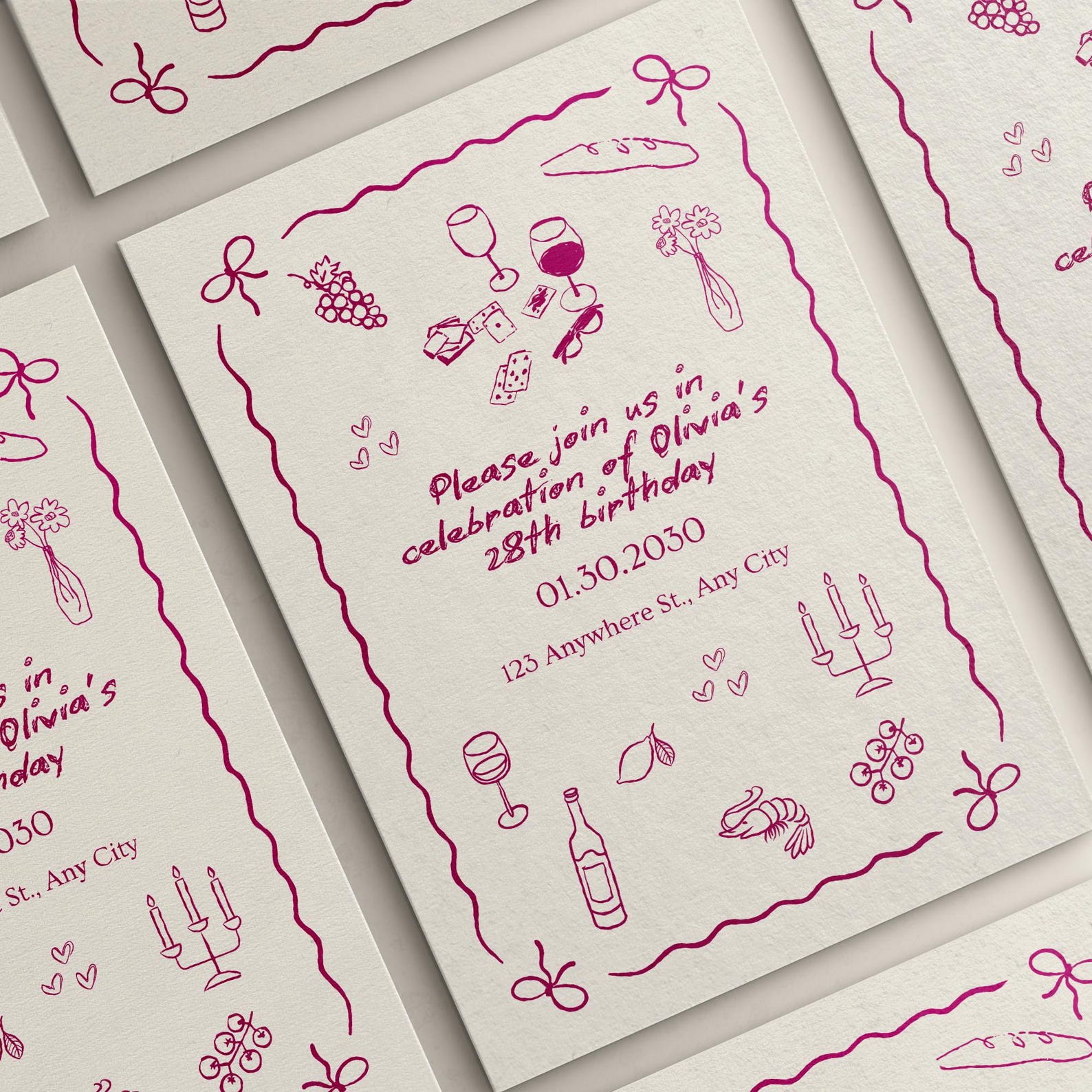 Birthday Invitation, 28th Birthday Card, 28th Party Invite, Editable ...