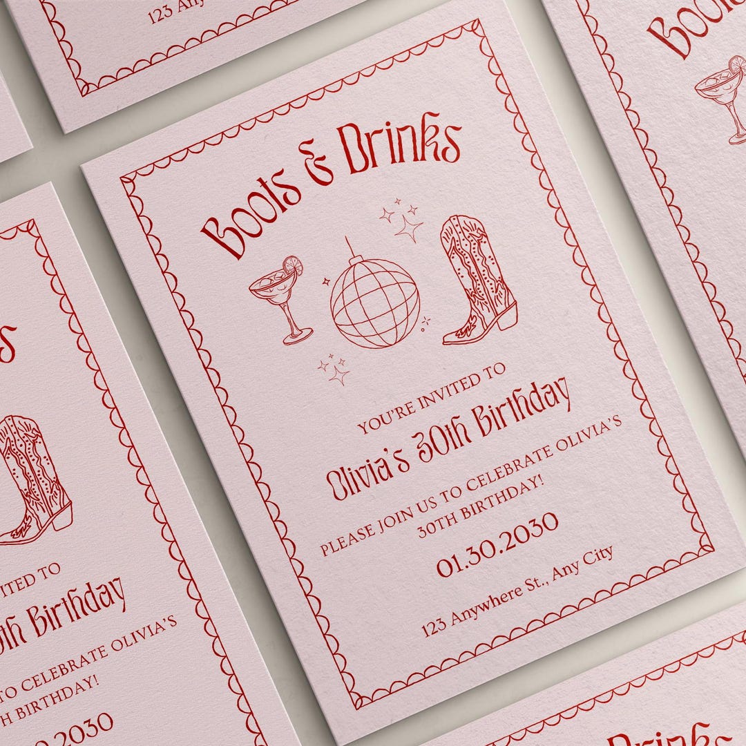 30th Birthday Card, 30th Birthday Invitation, 26th Birthday Invitation ...