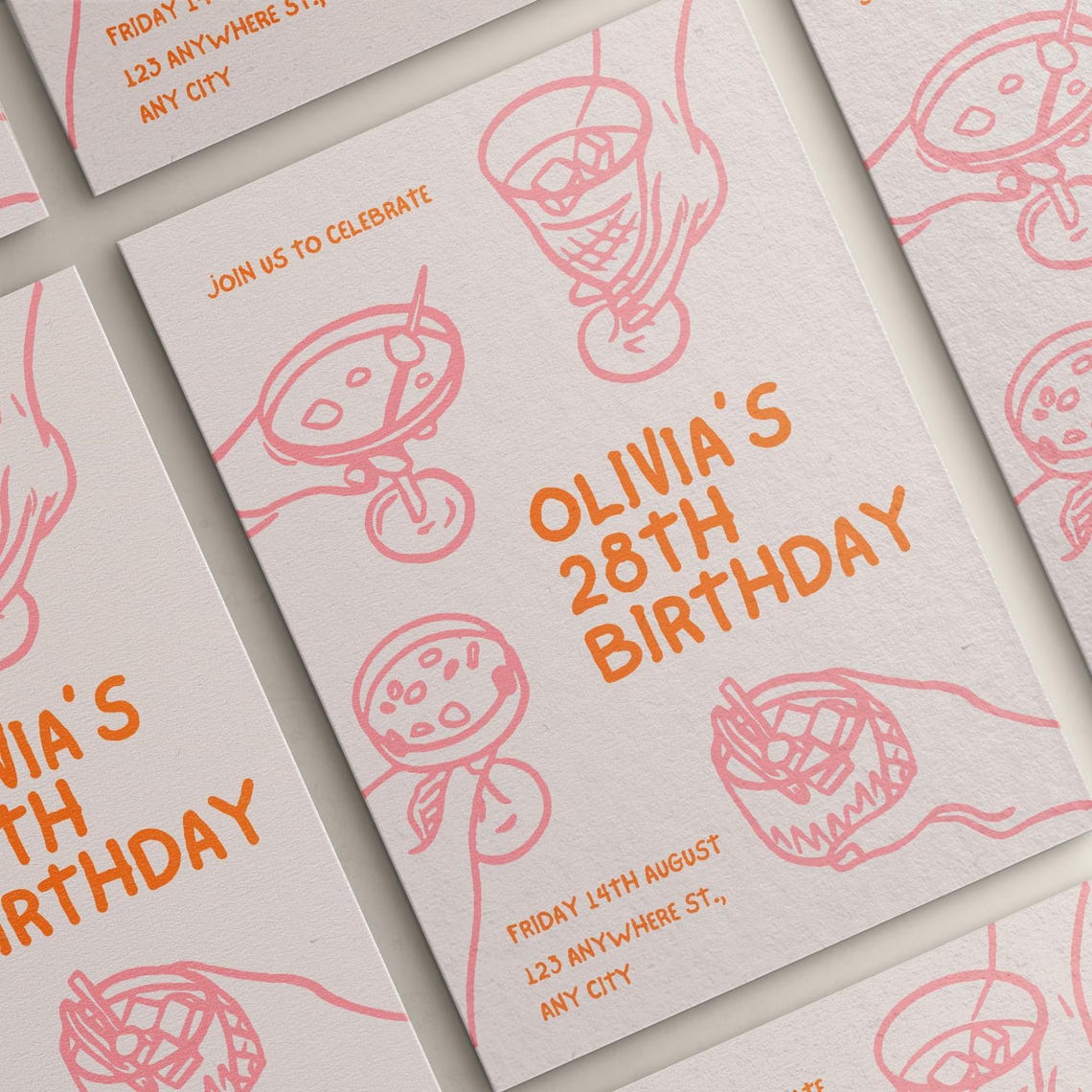 Birthday Invitation, 28th Birthday Card, 28th Party Invite, Editable ...