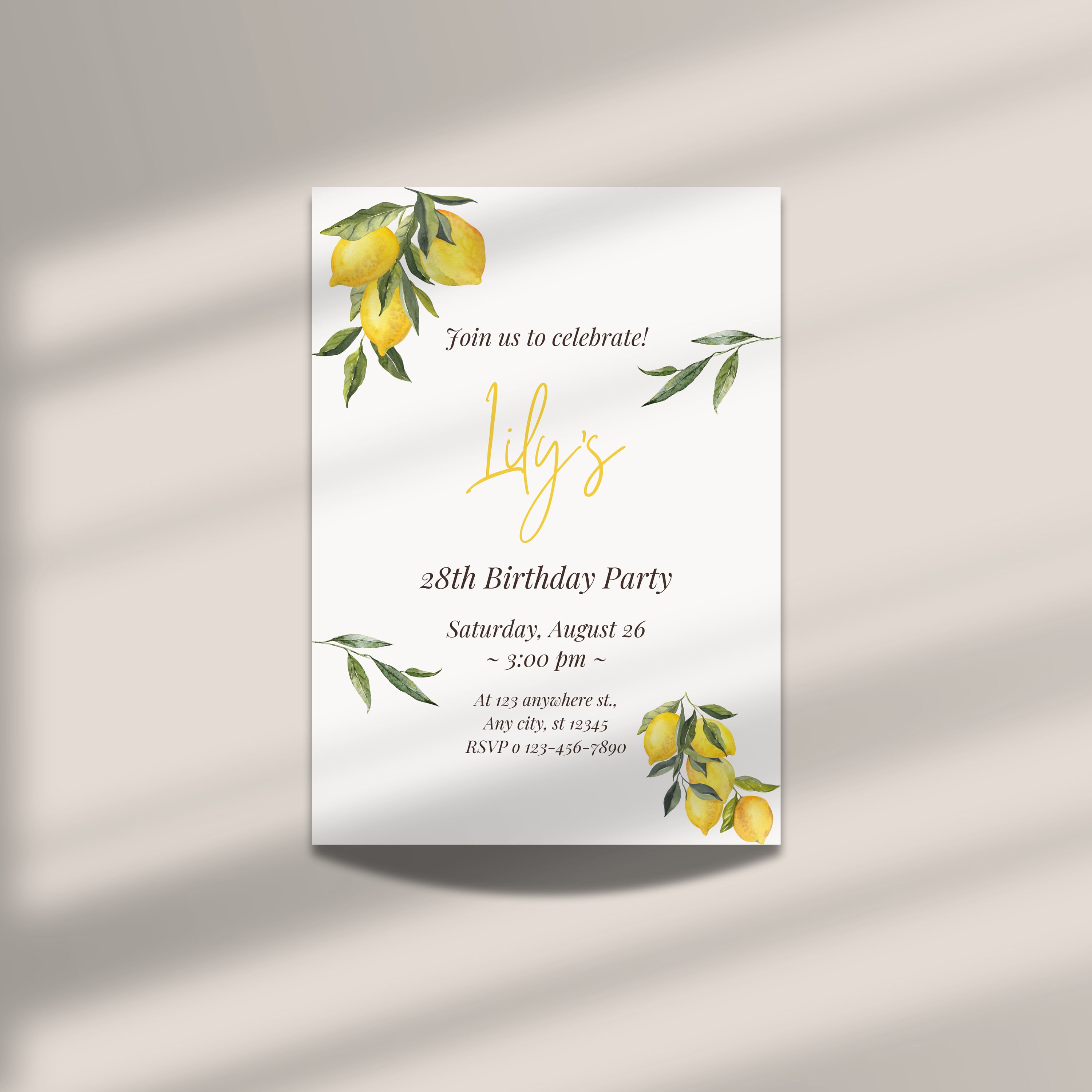 28th Birthday Invitation, 28th Birthday Card, 28th Party Invite ...