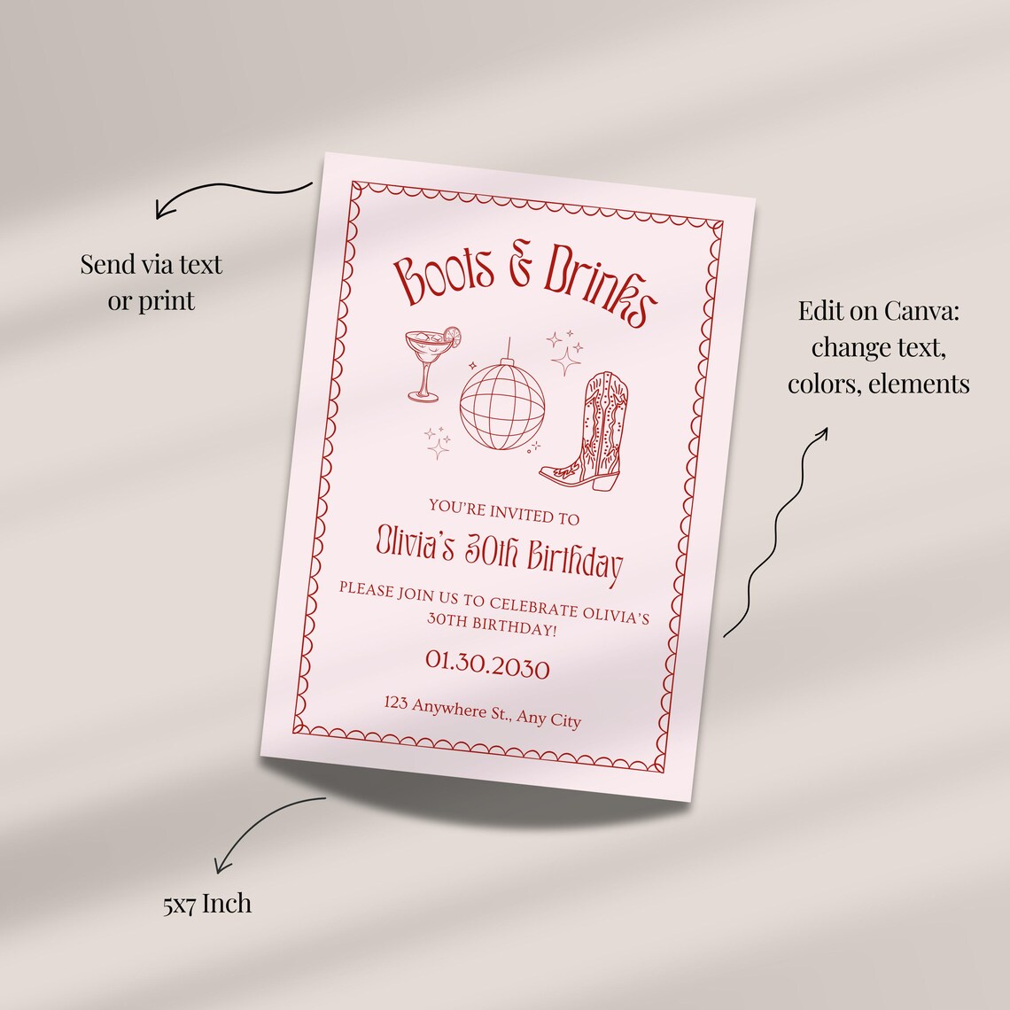 30th Birthday Card, 30th Birthday Invitation, 26th Birthday Invitation ...