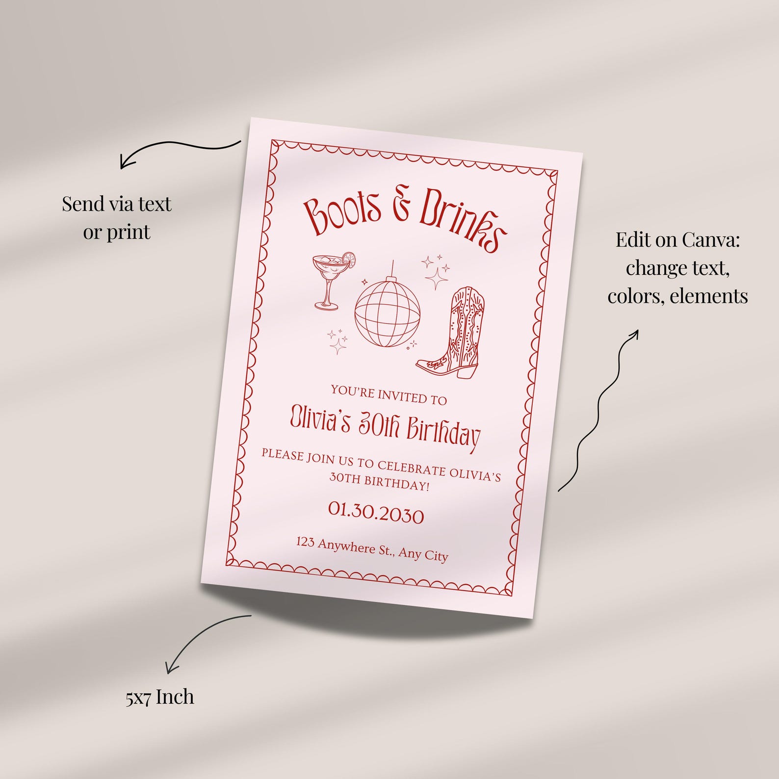 30th Birthday Card, 30th Birthday Invitation, 26th Birthday Invitation ...