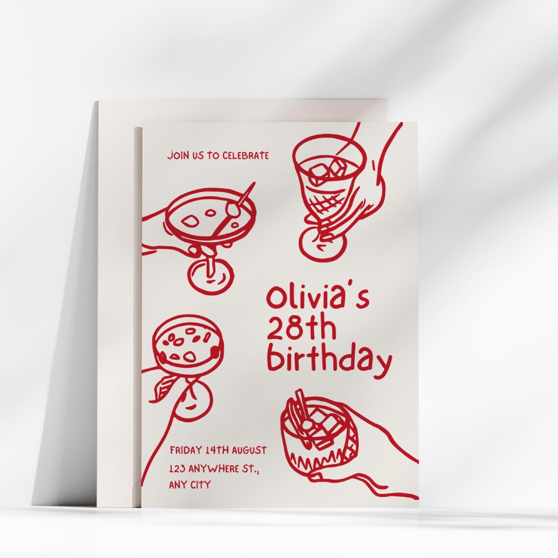 Birthday Invitation, 28th Birthday Card, 28th Party Invite, Editable ...