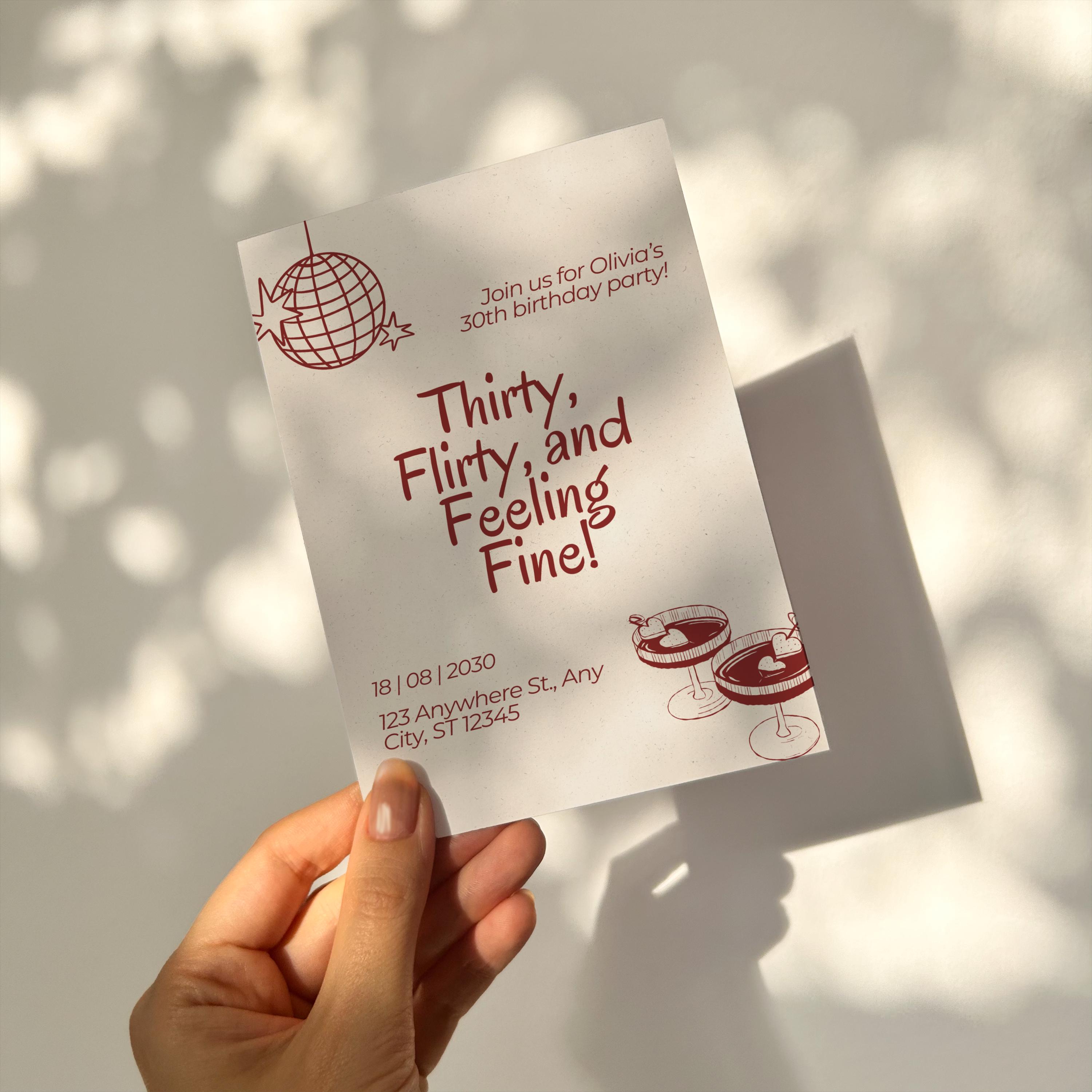 30th Birthday Card, 30th Birthday Invitation, 26th Birthday Invitation ...
