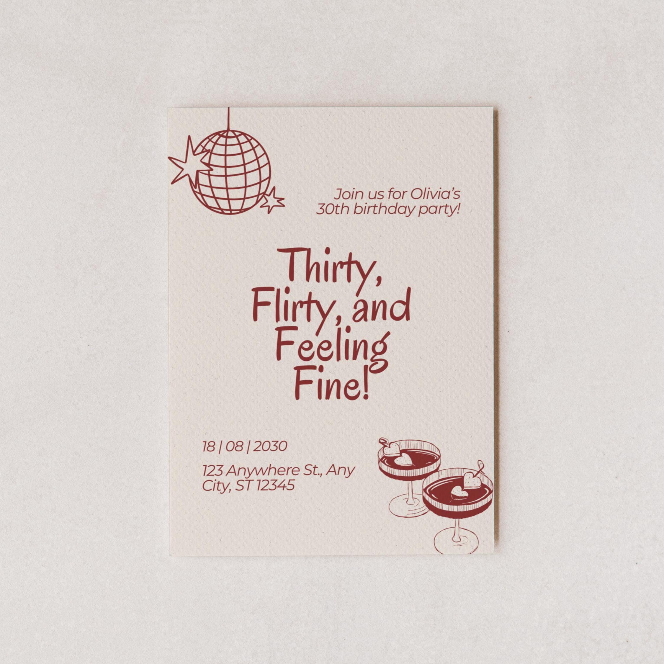 30th Birthday Card, 30th Birthday Invitation, 26th Birthday Invitation ...