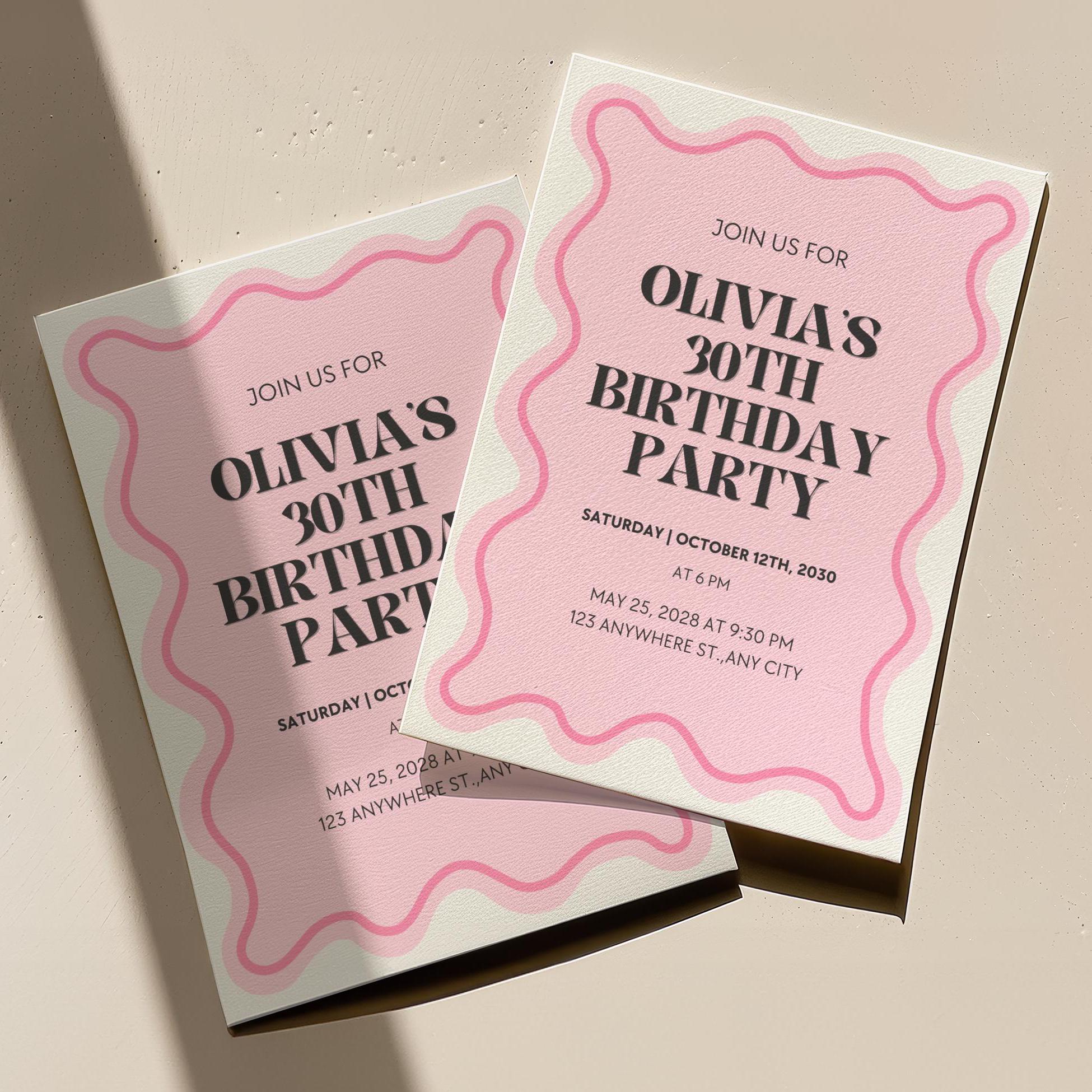 Birthday Card, 30th Birthday Invitation, 26th Birthday Invitation, 29th ...