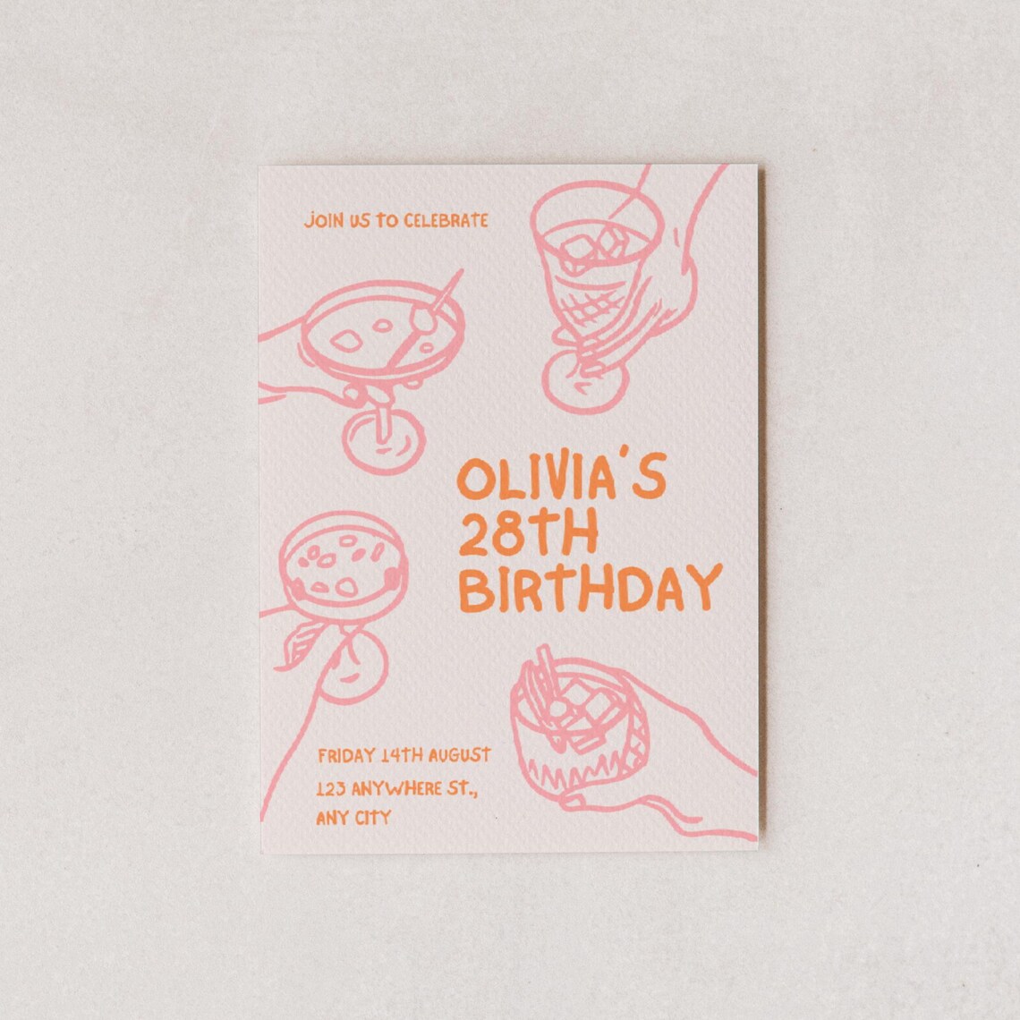 Birthday Invitation, 28th Birthday Card, 28th Party Invite, Editable ...