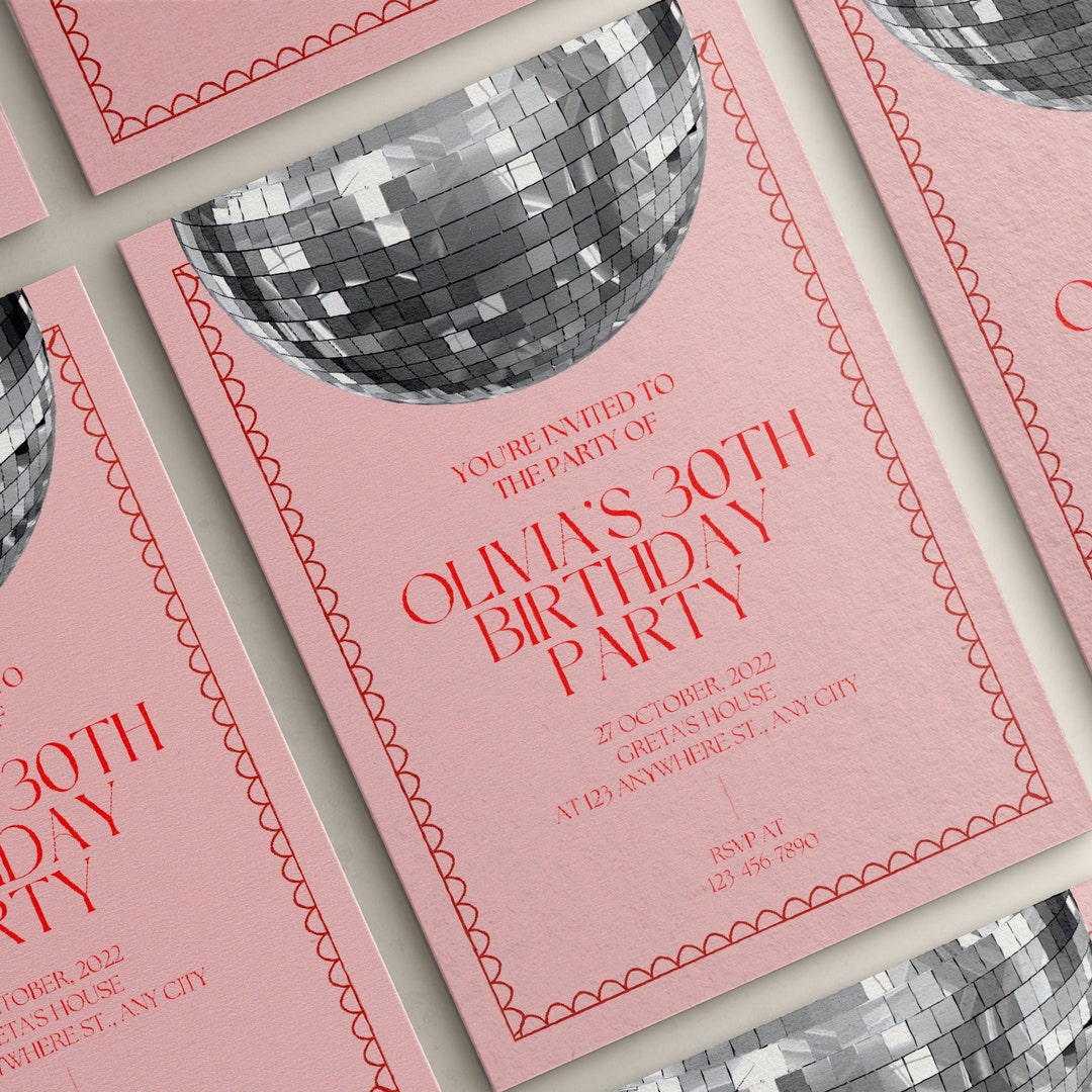 Birthday Invitation, 30th Birthday Card, 30th Party Invite, Editable ...