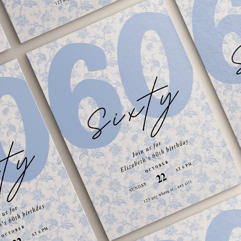 60th Birthday Invitation, 60 Birthday Card, 70 Birthday Card, 60th ...