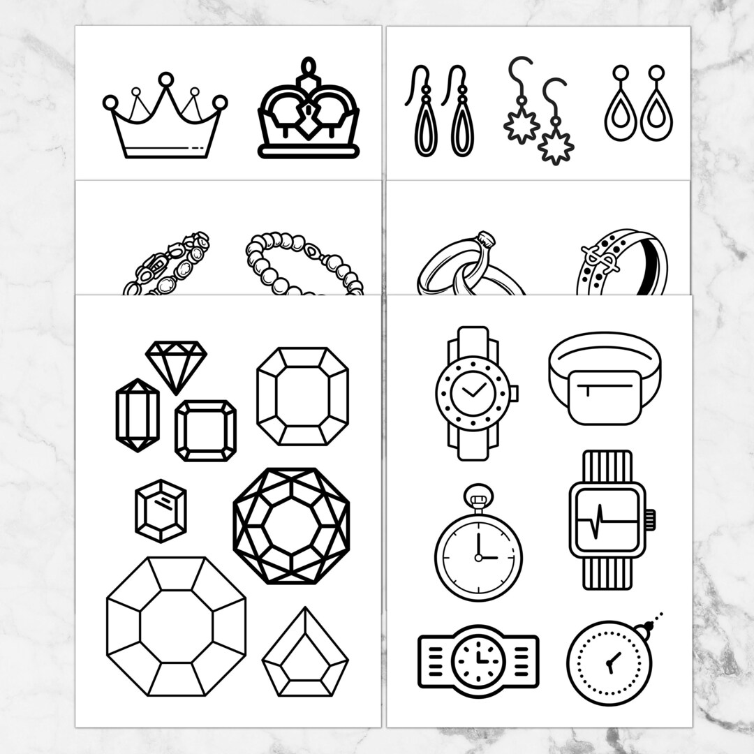 Beautiful Jewellery Coloring Pages for Children and Adults, Easy ...