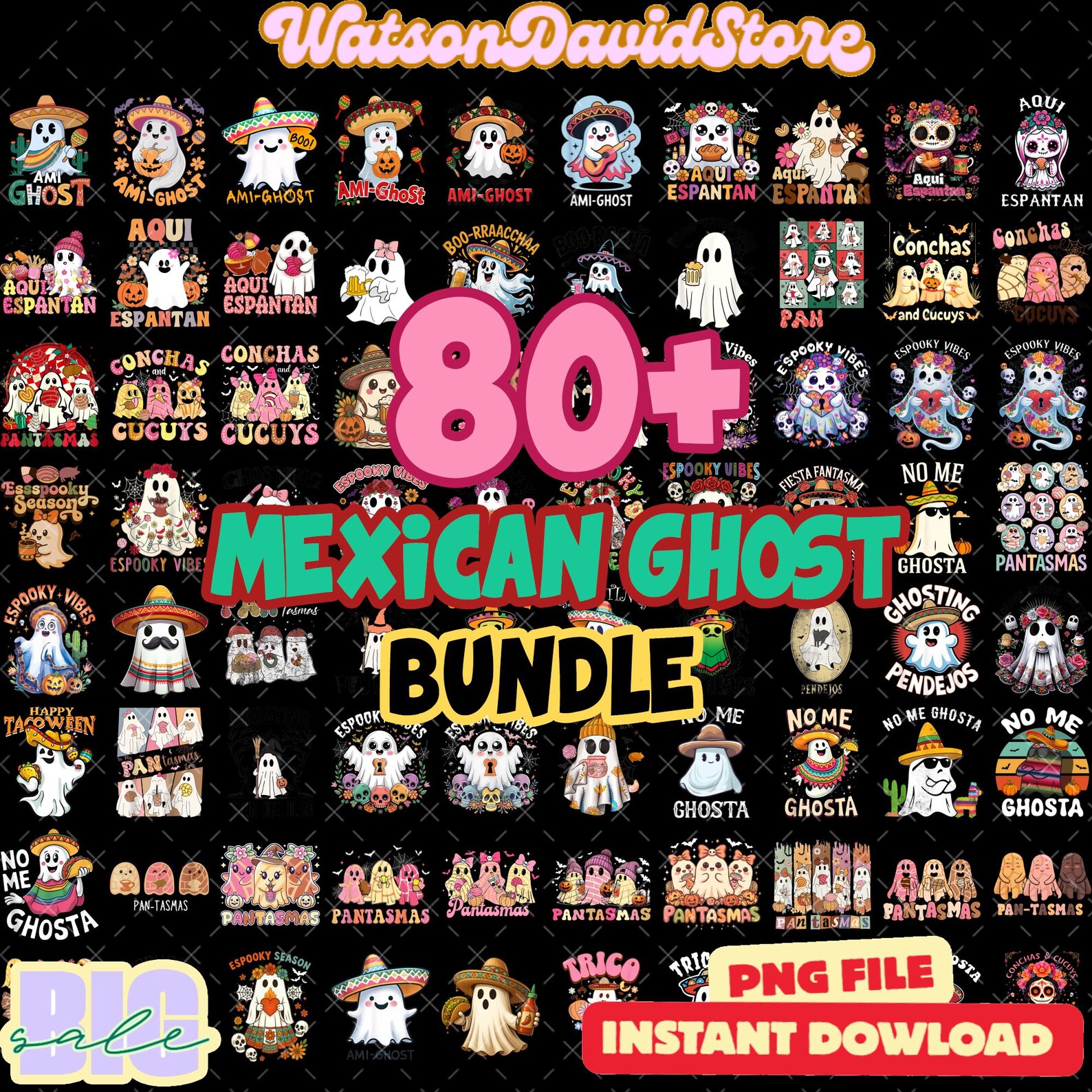80+ Mexican Ghost Designs PNG Bundle, Creepy Conchita Era Png, Conchas ...