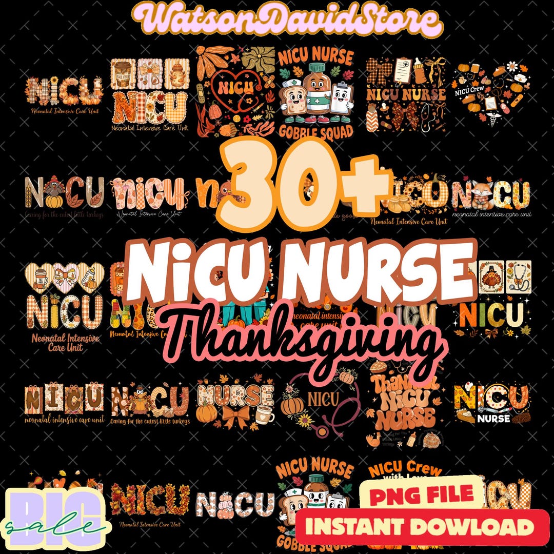 NICU Thanksgiving PNG Bundle, Cute Preemie Turkey Autumn Sublimation ...