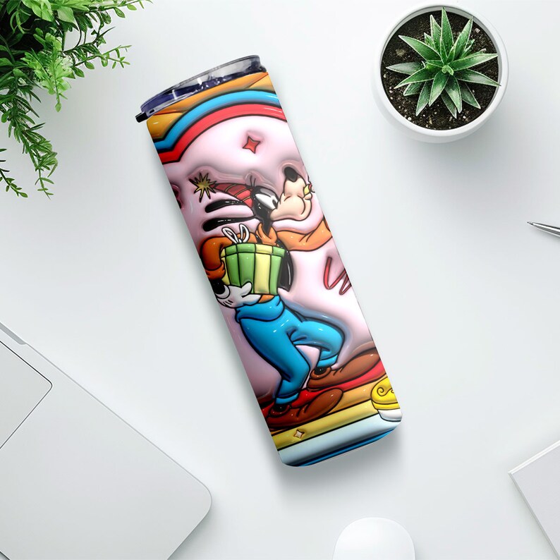 3D Inflated Cartoon Tumbler Wrap, Birthday Mouse Design Tumbler, 3D Puffy Magic Castle ...