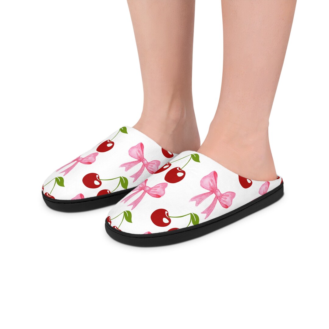 Cherries and Bows Women's Indoor Slippers - Etsy
