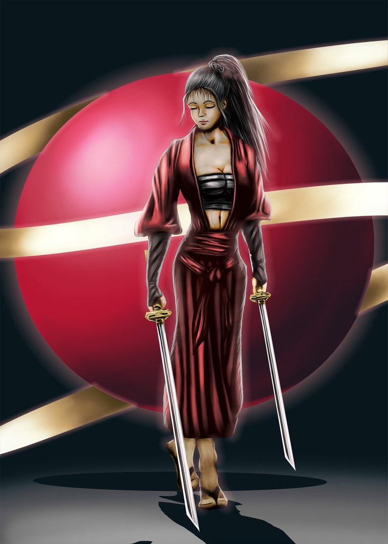 Print, Wall Paper, Wal Decor, Ronin, Samurai, Fmale, Print, Digital ...