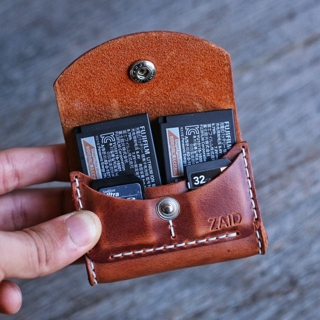 Leather Camera Battery + SD Card Pouch - Etsy