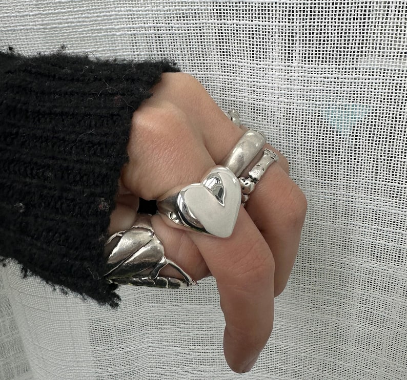 Sterling Silver Heart Ring - Etsy