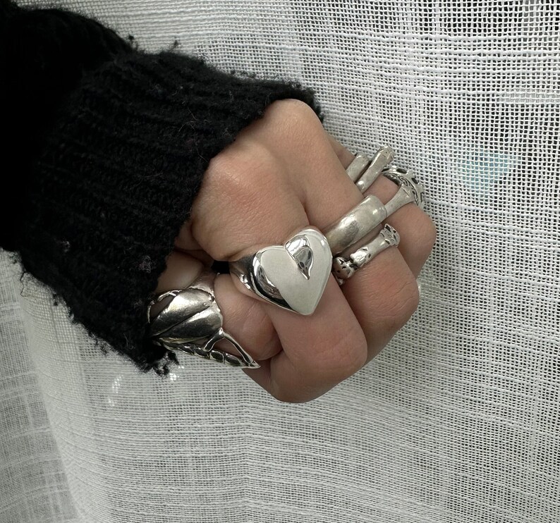 Sterling Silver Heart Ring - Etsy