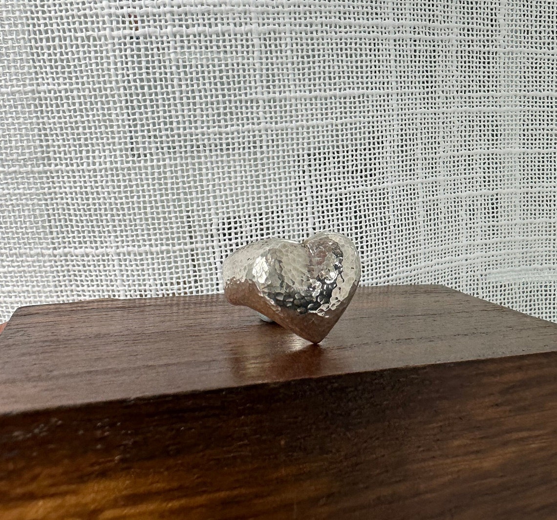 Sterling Silver Battered Heart Ring - Etsy